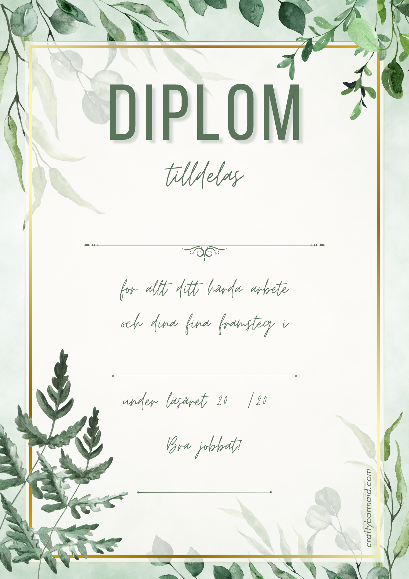 Diplom till skolavslutningen – gratis att ladda ner! – Crafty Barmaid