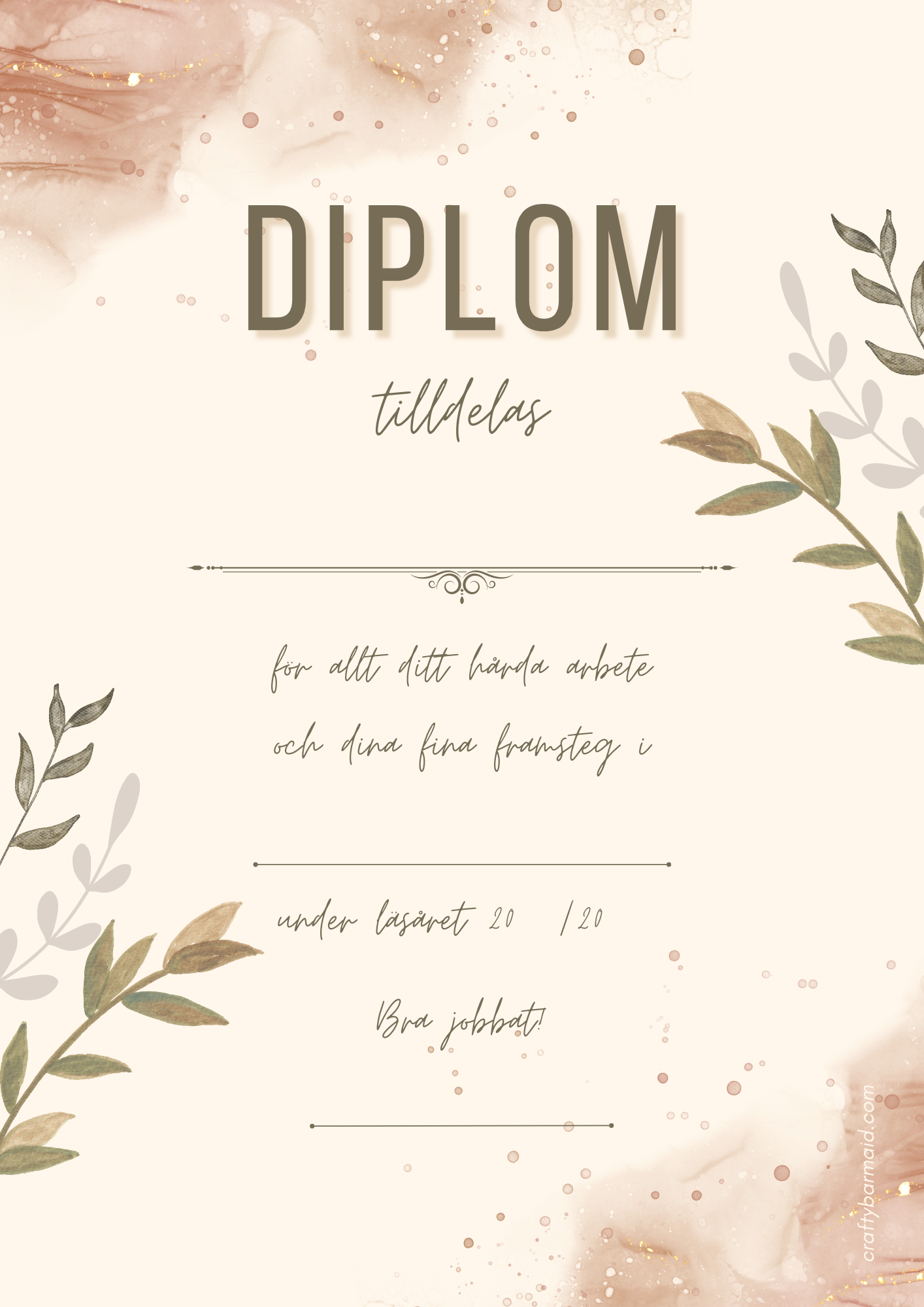 Diplom till skolavslutningen – gratis att ladda ner! – Crafty Barmaid